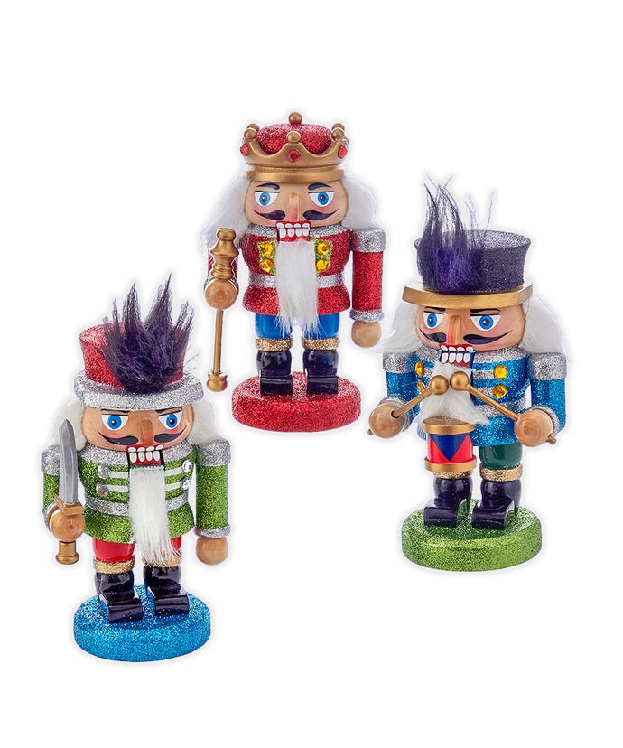 5" Wooden Red, Green and Blue Chubby Nutcrackers, 3 Assorted – Nelson ...